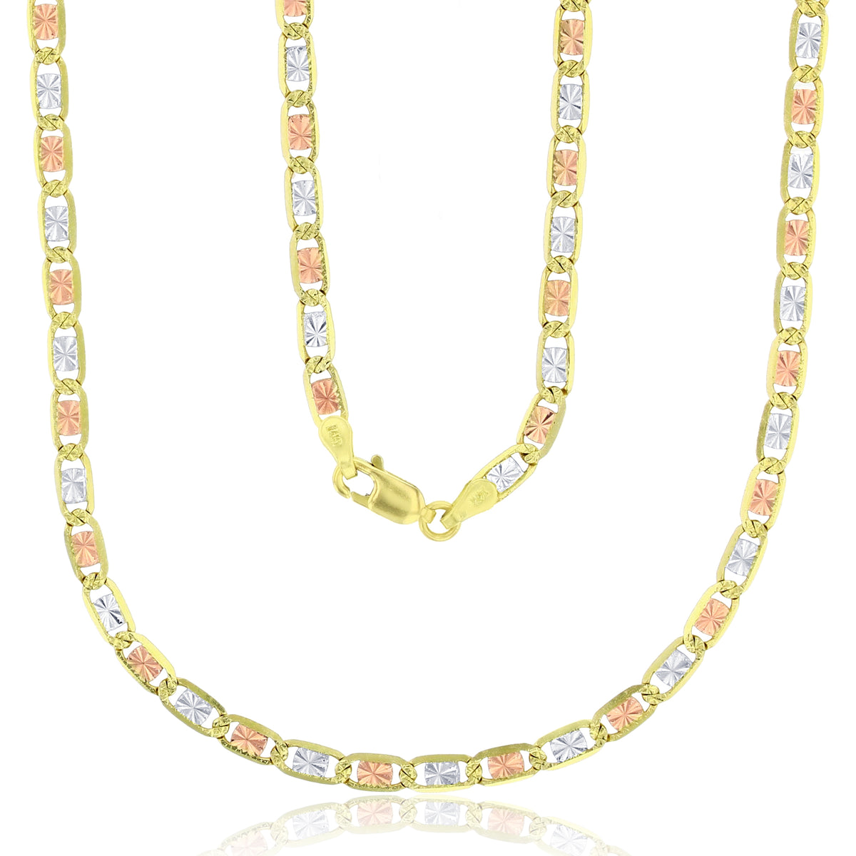 Real 14k Gold Tri-Color Valentino Chain - 3.2mm — Marquise Jewelry