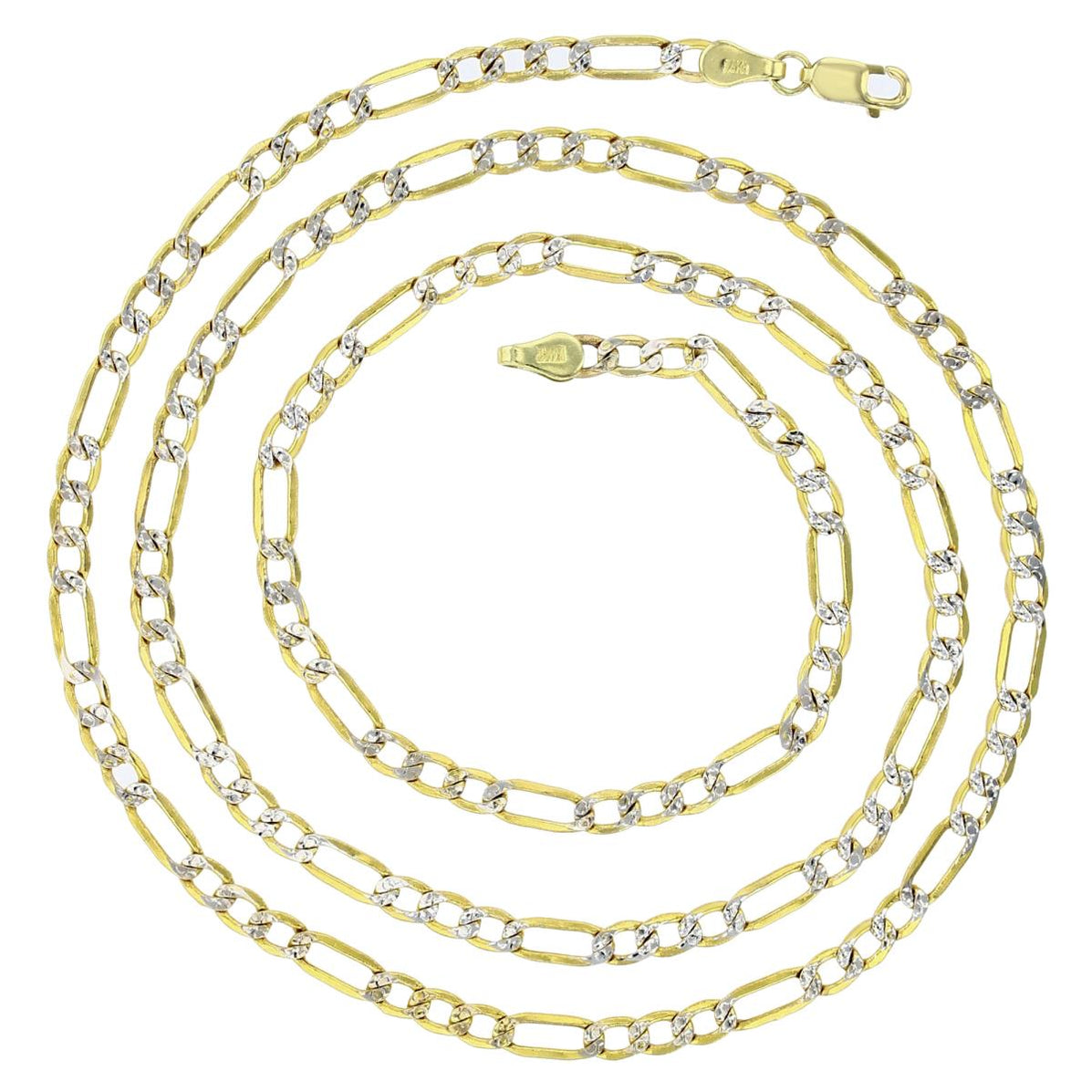 Real 14k Gold Diamond Cut Figaro Chain - 3mm — Marquise Jewelry